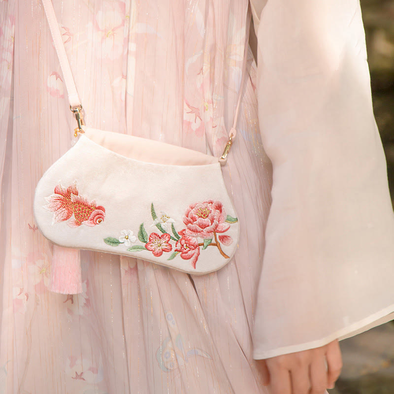 Buddha Stones Luck Embroidery Lotus Koi Fish Rabbit Flower Hanfu Bag C ...