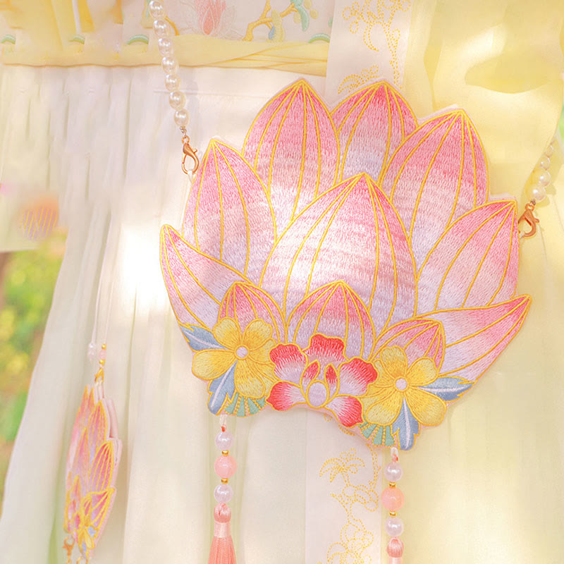 Buddha Stones Luck Embroidery Lotus Koi Fish Rabbit Flower Hanfu Bag C ...