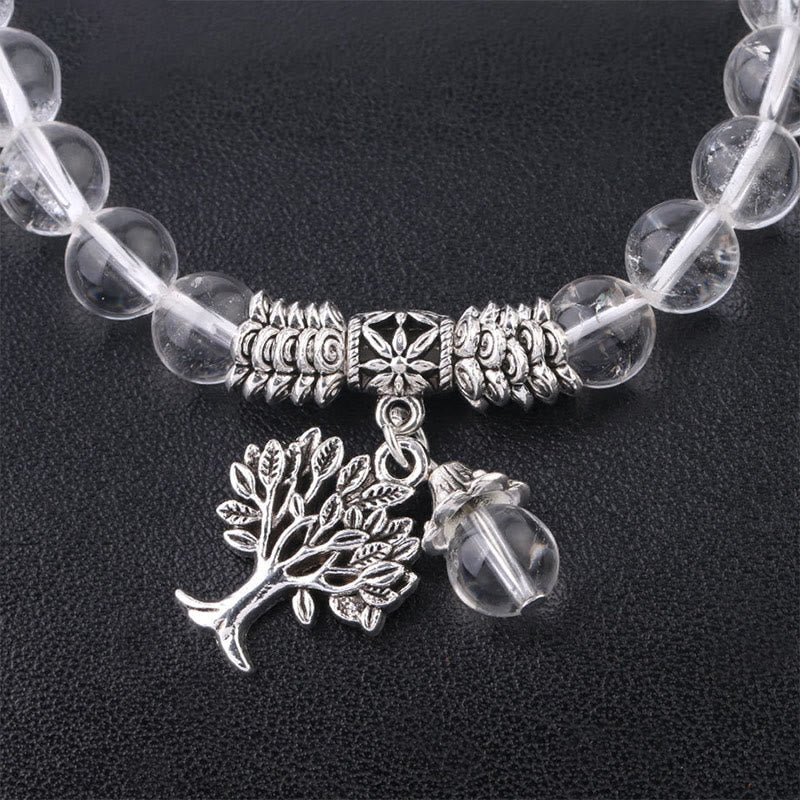 Buddha Stones Natural Gemstone Tree of Life Lucky Charm Stretch Bracel ...