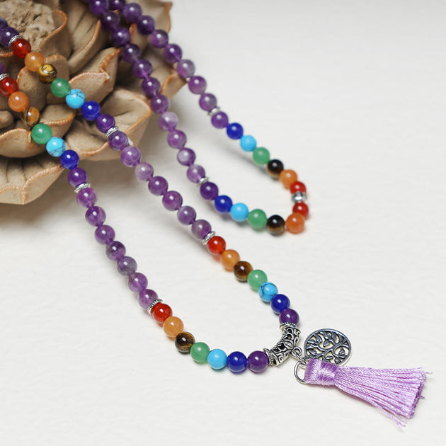 Buddha Stones Healing Crystal Mala Prayer Beads 108 Meditation Healing ...