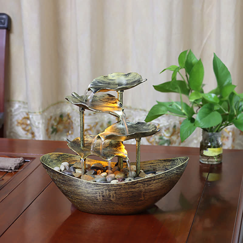 Buddha Stones Lotus Leaf Shaped Waterfall Fountain Tabletop Ornaments ...