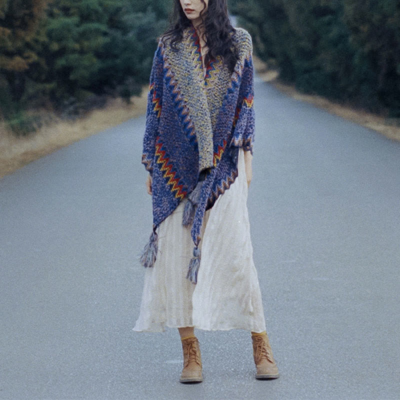 Buddha Stones Tibetan Shawl Soft Warm Knitting Cloak Winter Tibetan Ta ...