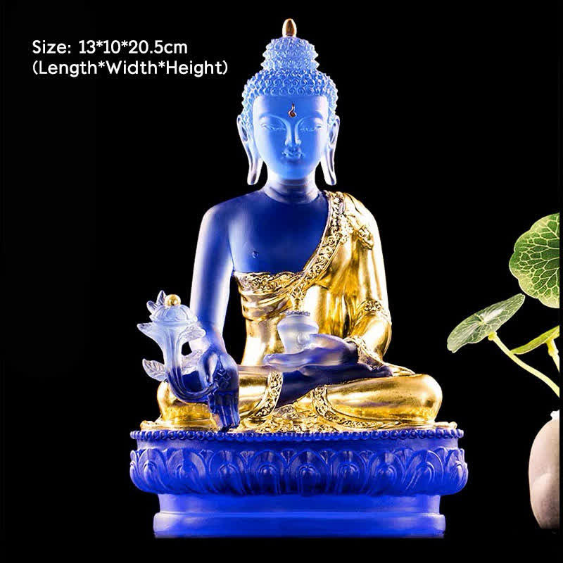 Buddha Stones Medicine Buddha Handmade Liuli Crystal Art Piece Compass ...