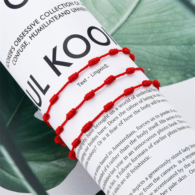 Buddha Stones 4Pcs Evil Eye Seven Knot Red String Protection Bracelet ...