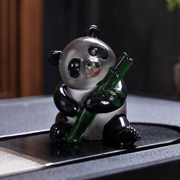 Buddha Stones Color Changing Small Cute Panda Bamboo Tea Pet Resin Hom ...