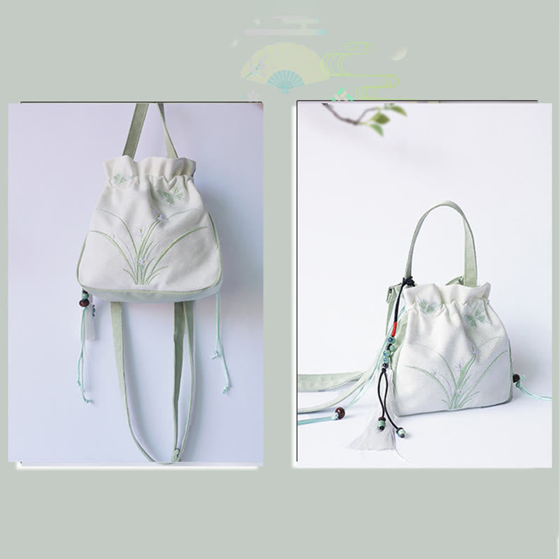 Buddha Stones Handmade Embroidered Flowers Canvas Tote Shoulder Bag Ha ...