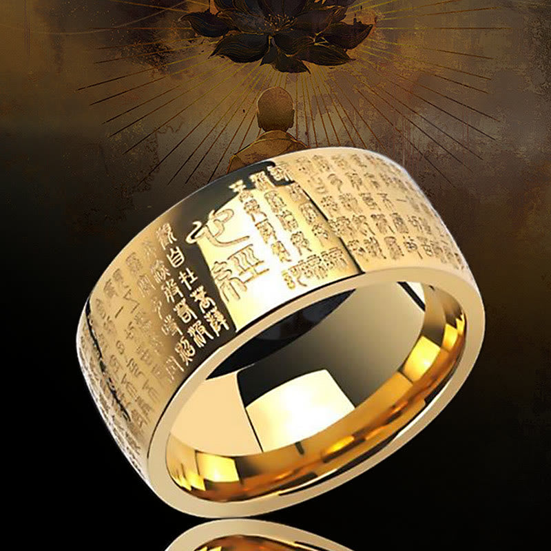 Buddha Stones FengShui Buddhism Ancient Heart Sutra Lucky Ring ...