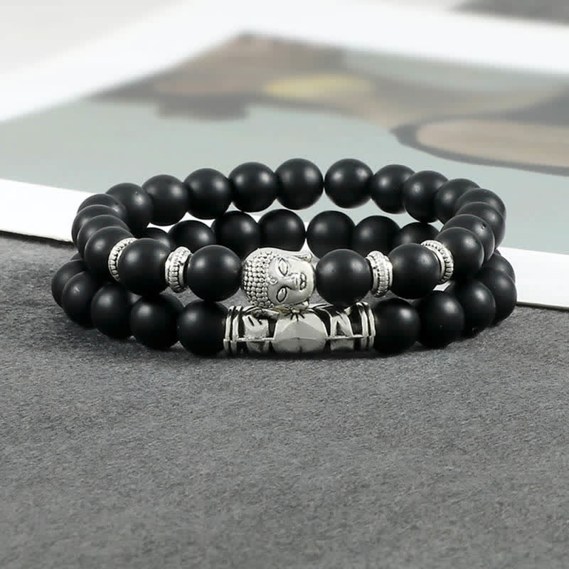 Buddha Stones 2Pcs Natural Crystal Agate Buddha Protection Bracelet ...