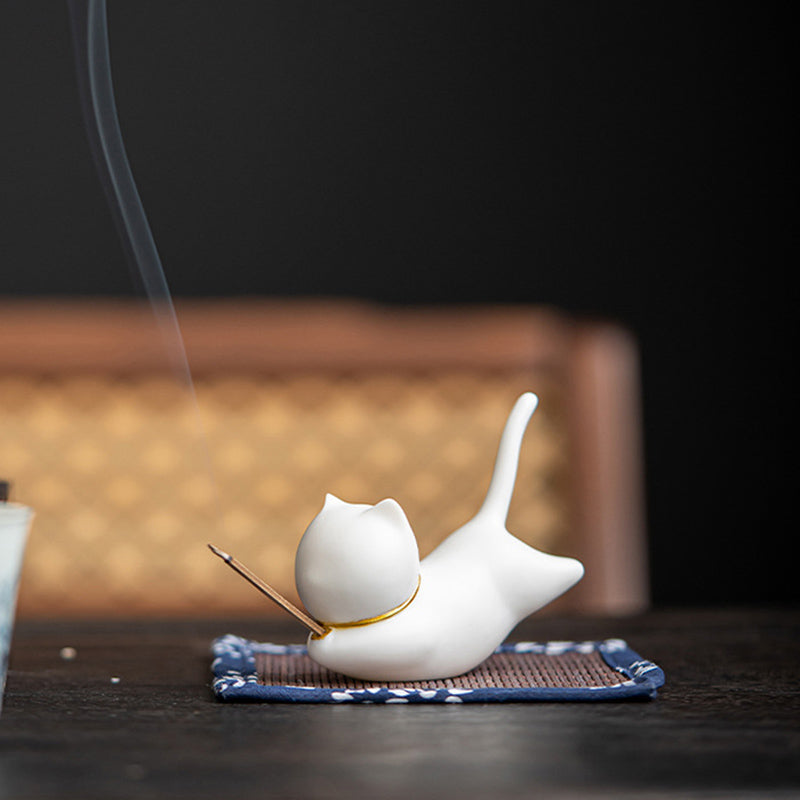 Lovely Cat Panda Ceramic Blessing Incense Burner Decoration ...