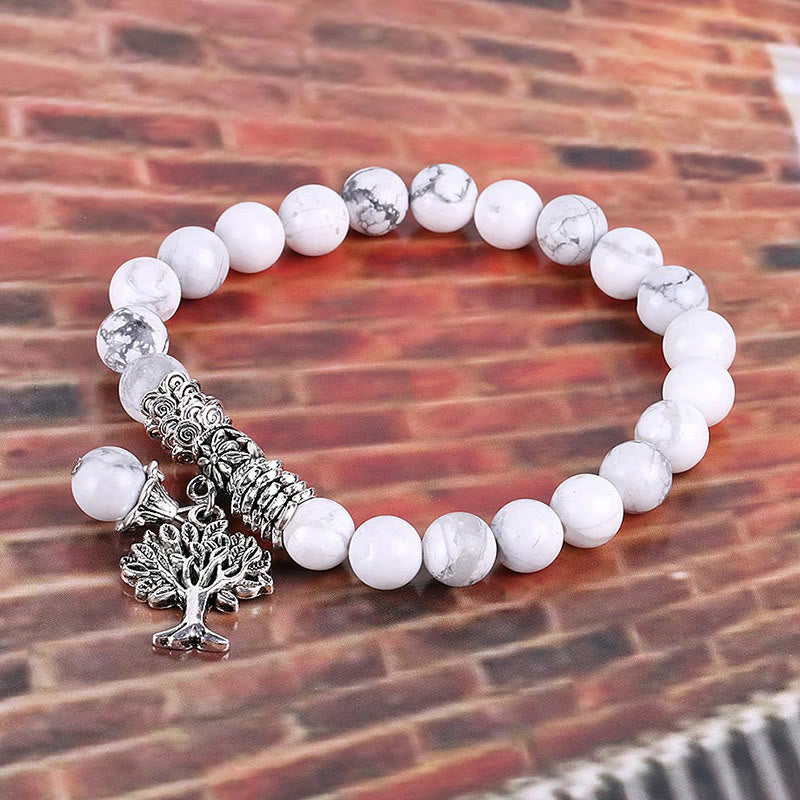 Buddha Stones Natural Gemstone Tree of Life Lucky Charm Stretch Bracel ...