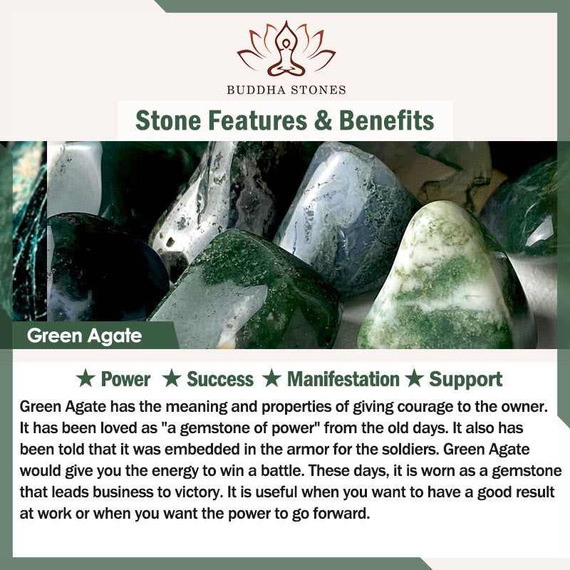 Buddha Stones Natural Stone Green Agate Power Multilayered Braided Lea ...