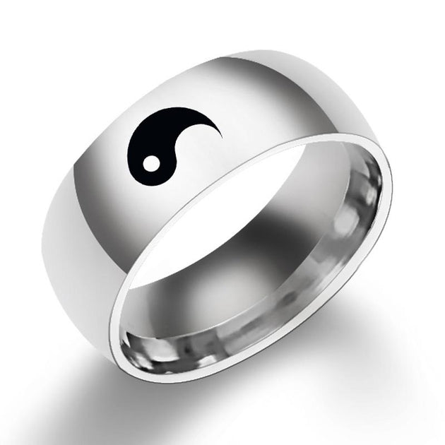 Buddha Stones Yin Yang Balance Titanium Steel Couple Ring – buddhastoneshop