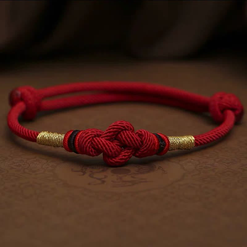 Buddha Stones Red String Jade Luck Fortune Knot Braided String Bracele ...