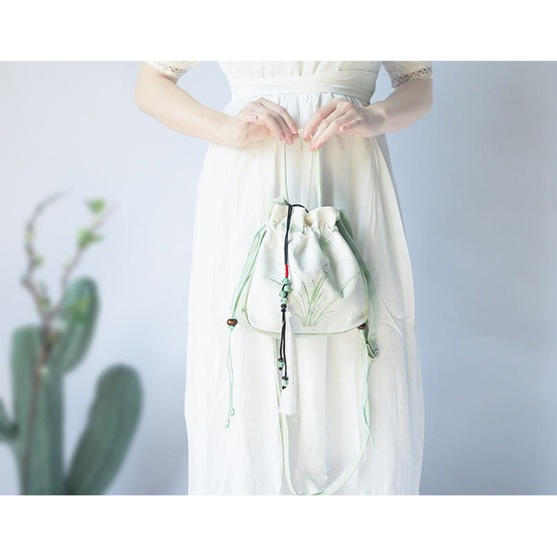 Buddha Stones Handmade Embroidered Flowers Canvas Tote Shoulder Bag Ha ...