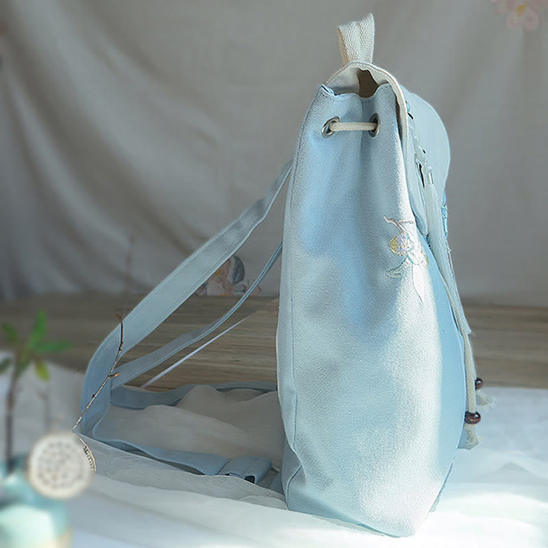Buddha Stones Handmade Embroidered Large Capacity Canvas Backpack ...