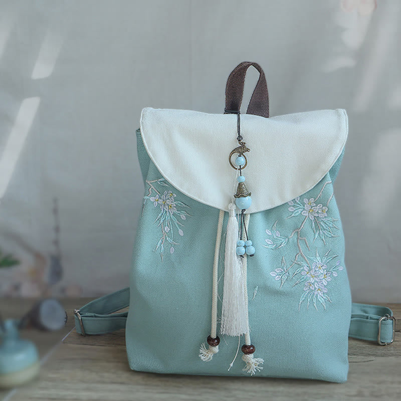 Buddha Stones Handmade Embroidered Large Capacity Canvas Backpack ...