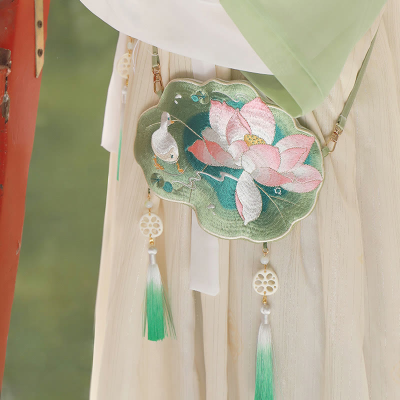 Buddha Stones Luck Embroidery Lotus Koi Fish Rabbit Flower Hanfu Bag C ...