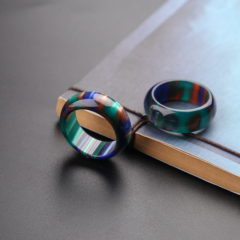 Buddha Stones Colorful Sea Willow Mala Positive Bracelet Ring ...