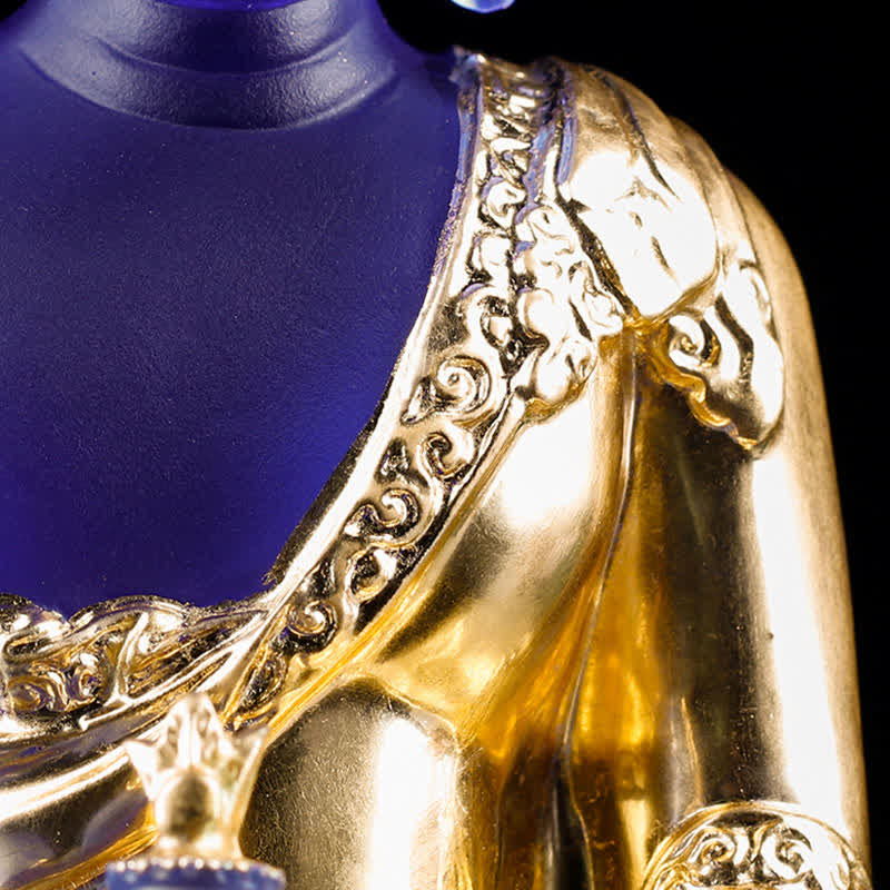 Buddha Stones Medicine Buddha Handmade Liuli Crystal Art Piece Compass ...