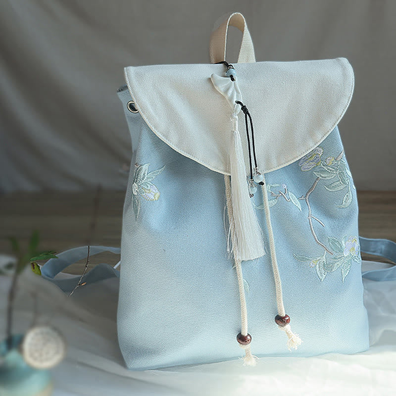 Buddha Stones Handmade Embroidered Large Capacity Canvas Backpack ...