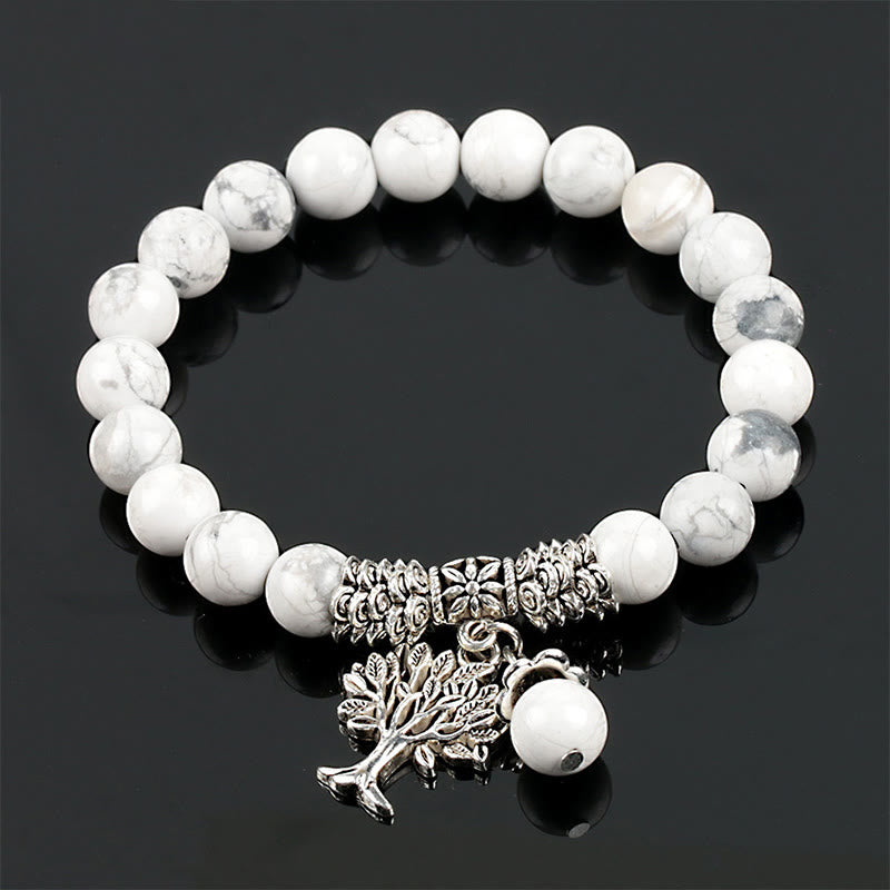 Buddha Stones Natural Gemstone Tree of Life Lucky Charm Stretch Bracel ...