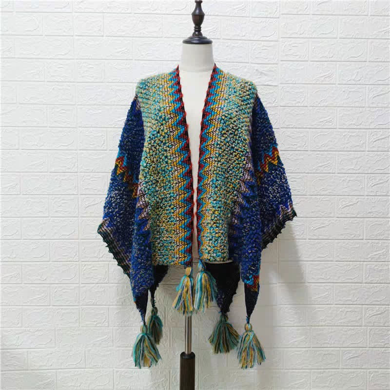 Buddha Stones Tibetan Shawl Soft Warm Knitting Cloak Winter Tibetan Ta ...