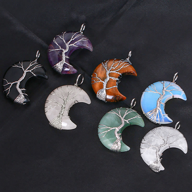 Buddha Stones Natural Quartz Crystal Moon Tree Of Life Healing Energy ...