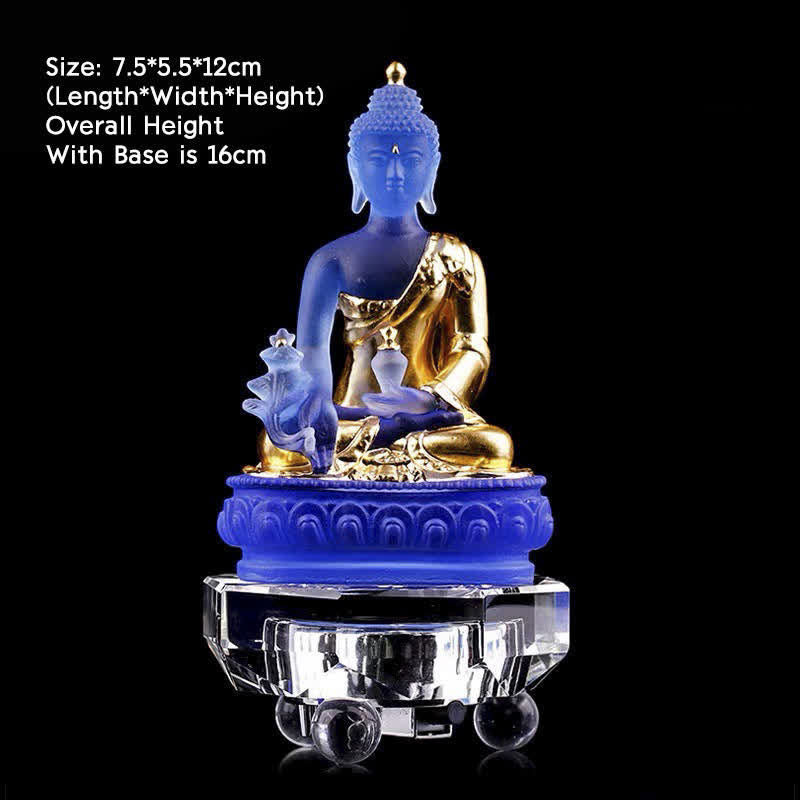 Buddha Stones Medicine Buddha Handmade Liuli Crystal Art Piece Compass ...