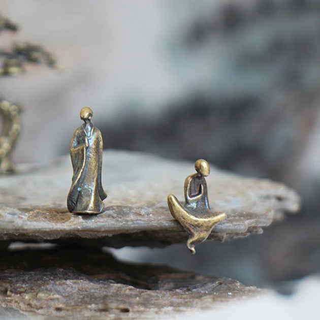 Buddha Stones Mini Meditation Buddha Metal Monk Serenity Home Decorati ...