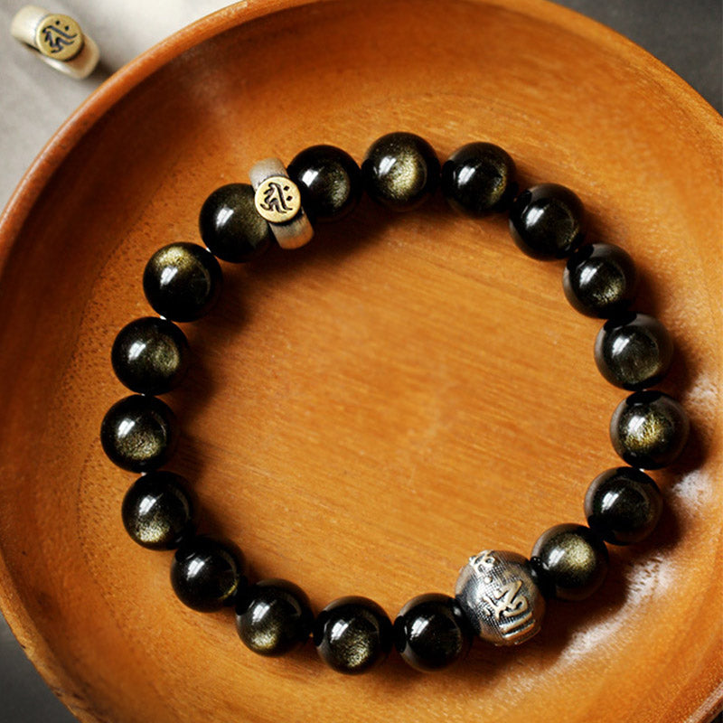 Buddha Stones Chinese Zodiac Natal Buddha Obsidian Purification Bracel ...