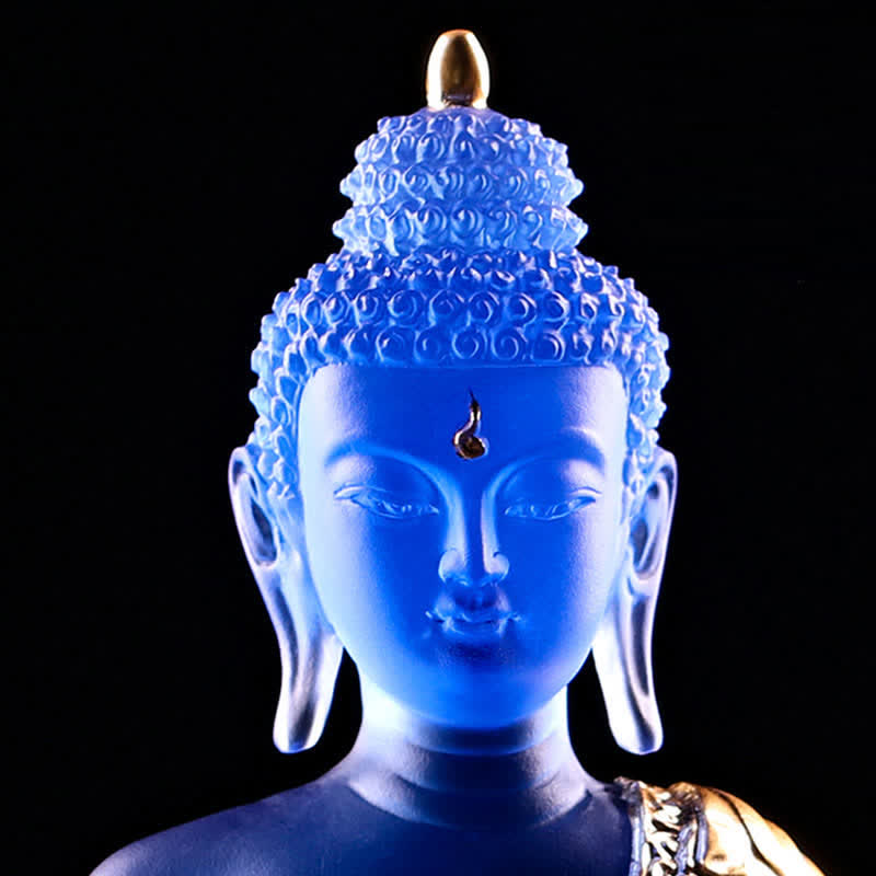 Buddha Stones Medicine Buddha Handmade Liuli Crystal Art Piece Compass ...