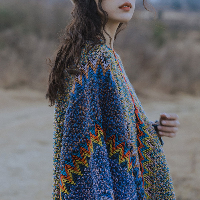 Buddha Stones Tibetan Shawl Soft Warm Knitting Cloak Winter Tibetan Ta ...