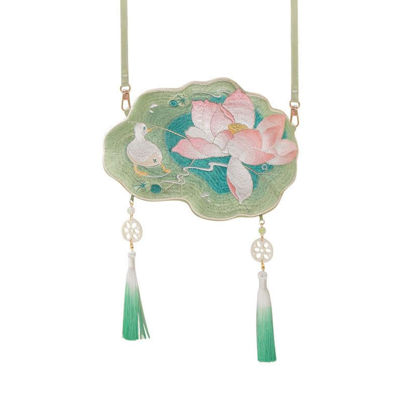 Buddha Stones Luck Embroidery Lotus Koi Fish Rabbit Flower Hanfu Bag C ...