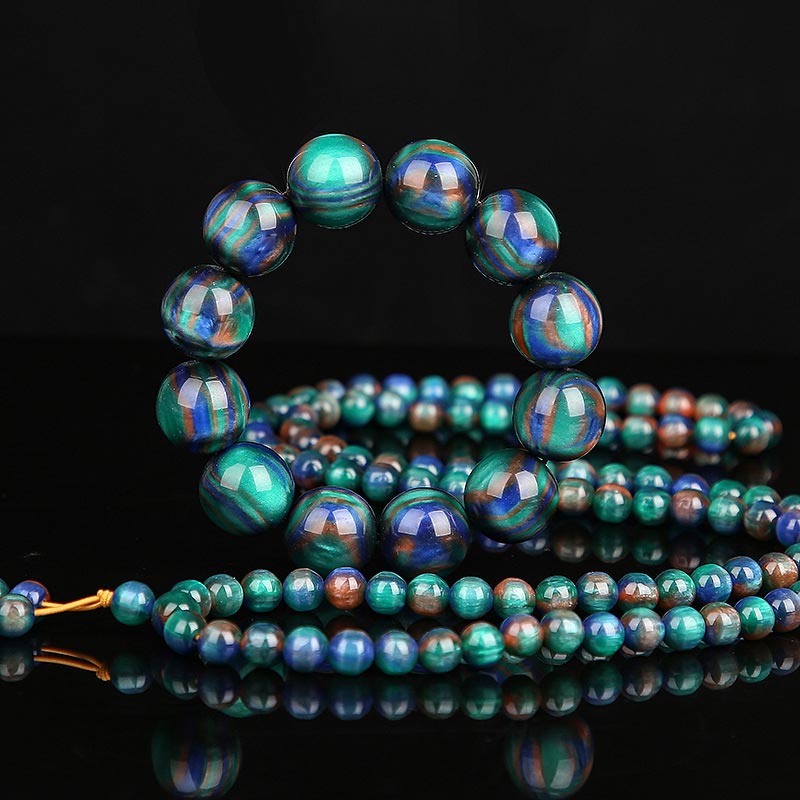 Buddha Stones Colorful Sea Willow Mala Positive Bracelet Ring ...
