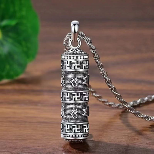 Buddha Stones Om Mani Padme Hum Swastika Twisted Chain Wisdom Necklace ...