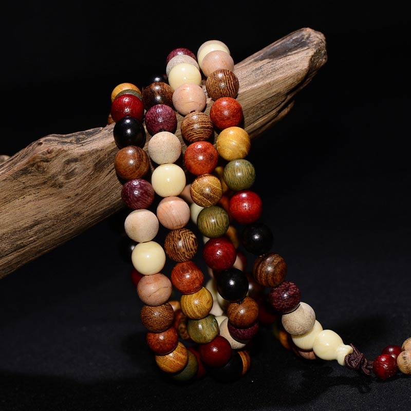 Buddha Stones 108 Beads Wenge Wood Mala Blessing Meditation Bracelet ...