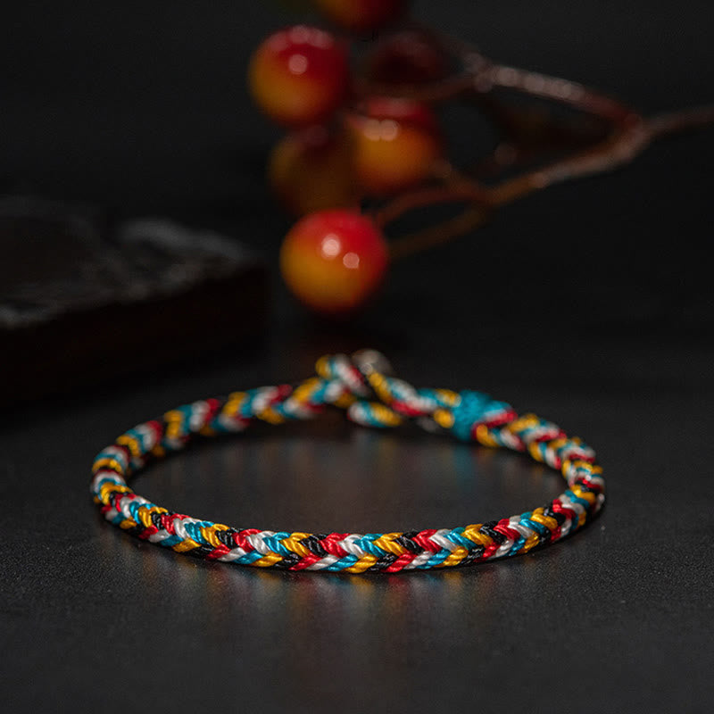 Buddha Stones Tibet Handmade Five Color Thread Protection Braid String ...
