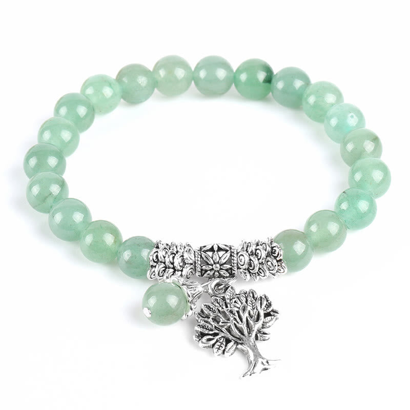 Buddha Stones Natural Gemstone Tree of Life Lucky Charm Stretch Bracel ...
