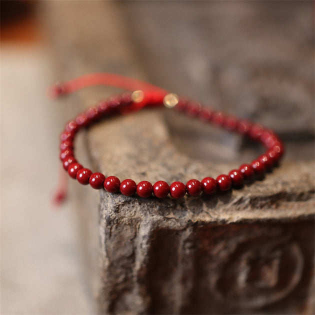 Buddha Stones Natural Cinnabar Blessing Red String Braided Bracelet An ...
