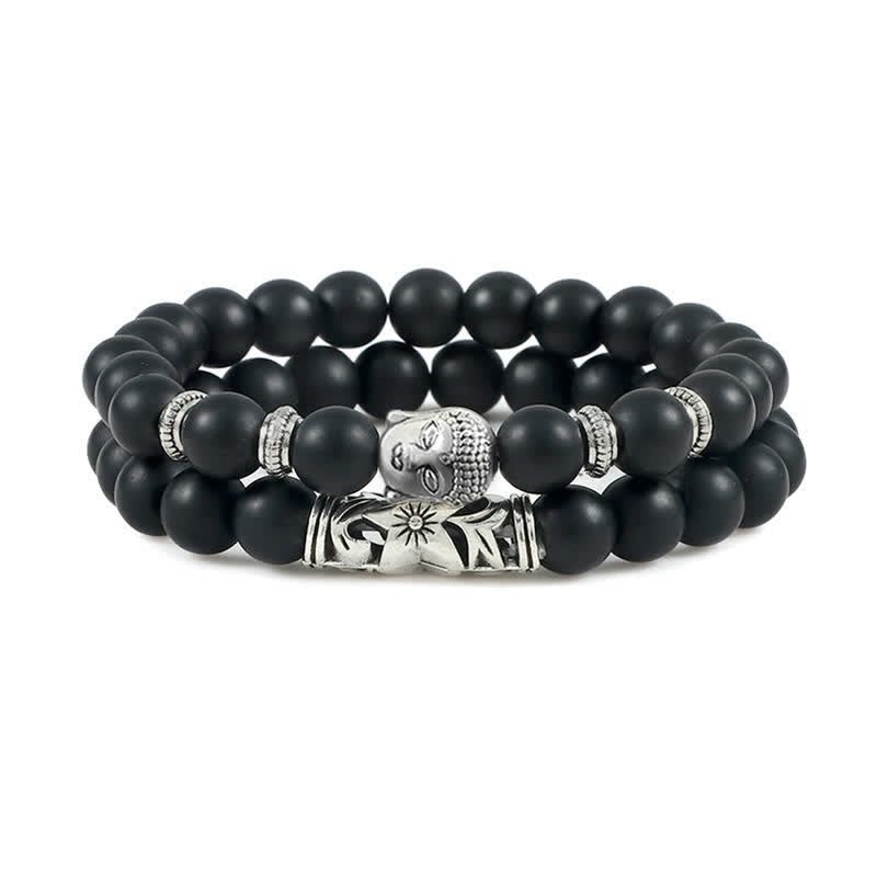 Buddha Stones 2Pcs Natural Crystal Agate Buddha Protection Bracelet ...