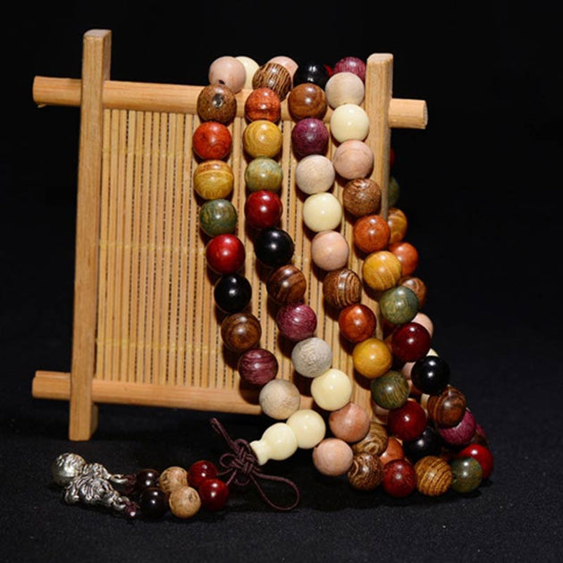 Buddha Stones 108 Beads Wenge Wood Mala Blessing Meditation Bracelet ...