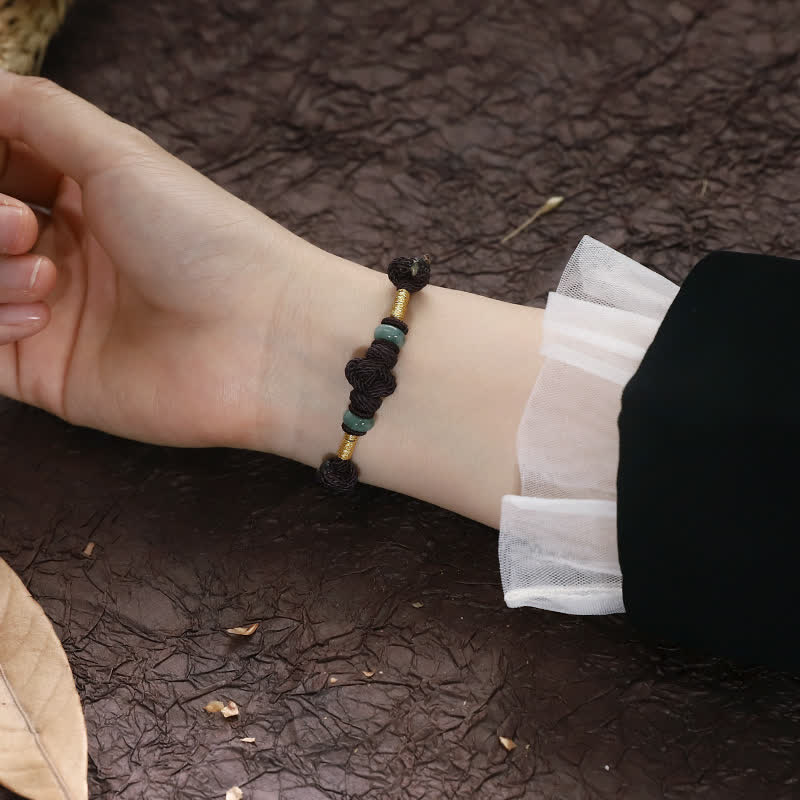 Buddha Stones Red String Jade Luck Fortune Knot Braided String Bracele ...