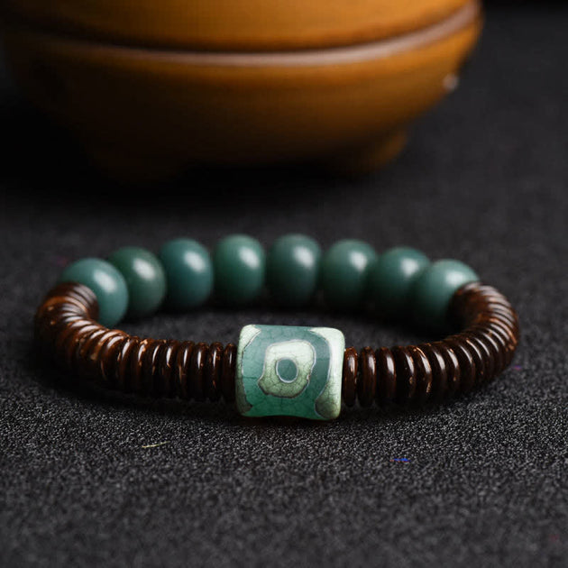 Tibetan Cyan Bodhi Seed Dzi Bead Coconut Shell Keep Away Evil Spirits ...