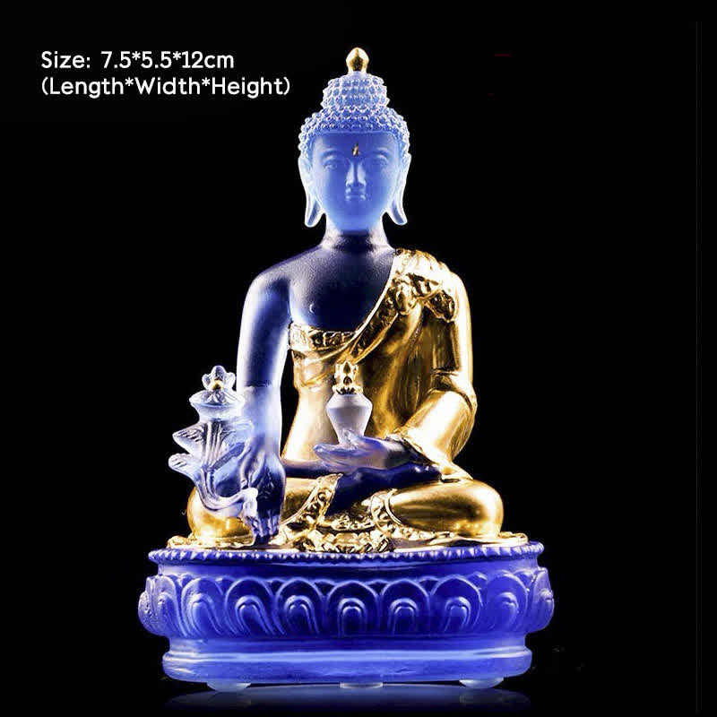 Buddha Stones Medicine Buddha Handmade Liuli Crystal Art Piece Compass ...