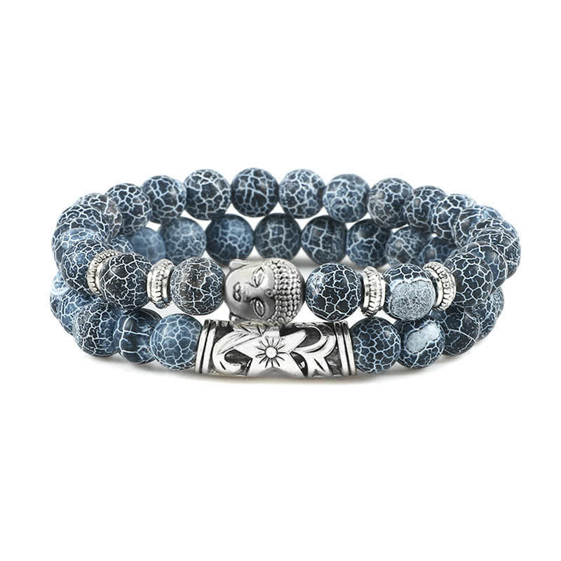 Buddha Stones 2Pcs Natural Crystal Agate Buddha Protection Bracelet ...