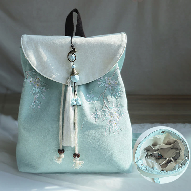 Buddha Stones Handmade Embroidered Large Capacity Canvas Backpack ...
