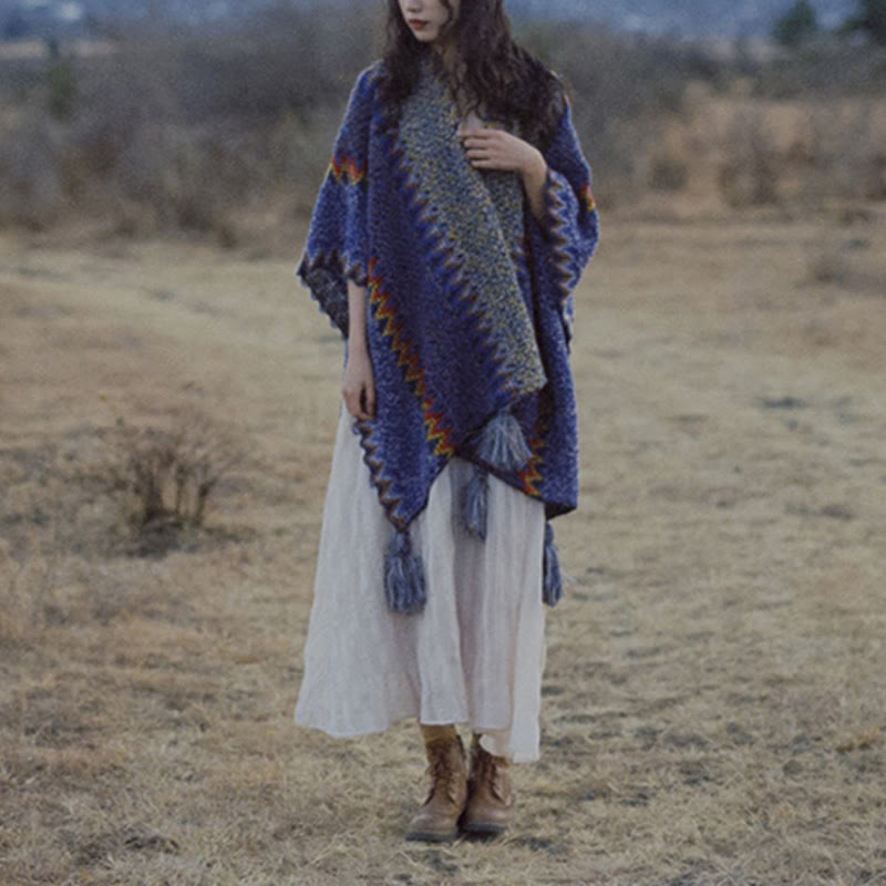 Buddha Stones Tibetan Shawl Soft Warm Knitting Cloak Winter Tibetan Ta ...