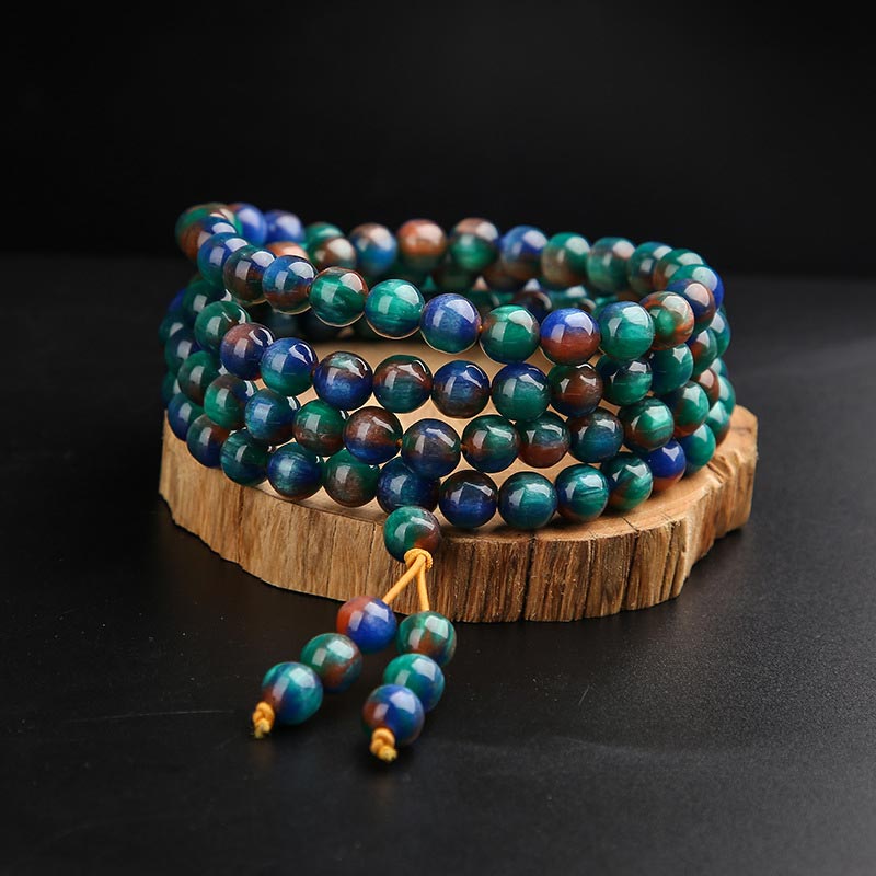Buddha Stones Colorful Sea Willow Mala Positive Bracelet Ring ...