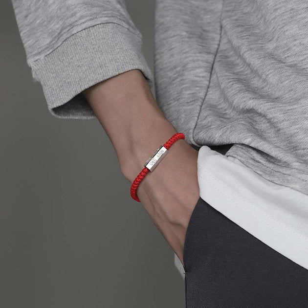 Buddha Stones 925 Sterling Silver Letter Engraving Blessing String Bra ...