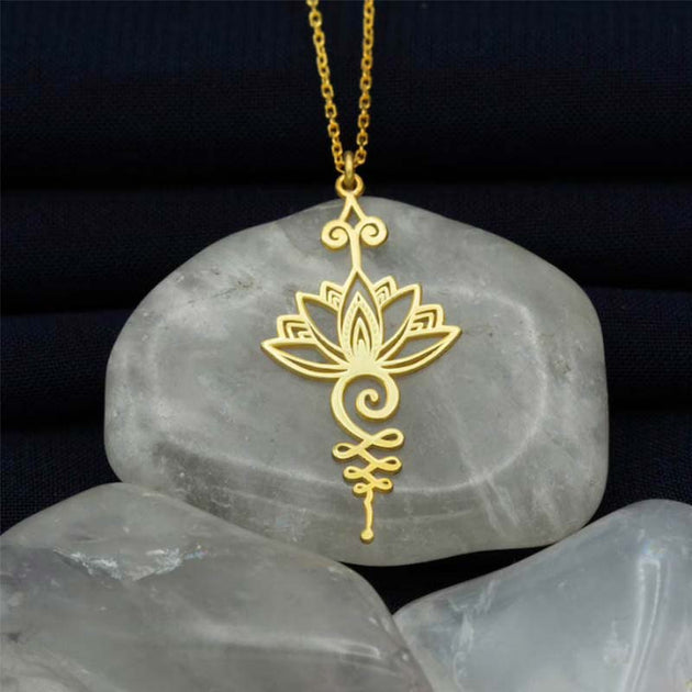 Buddha Stones Lotus Luck Wealth Necklace Pendant – buddhastoneshop